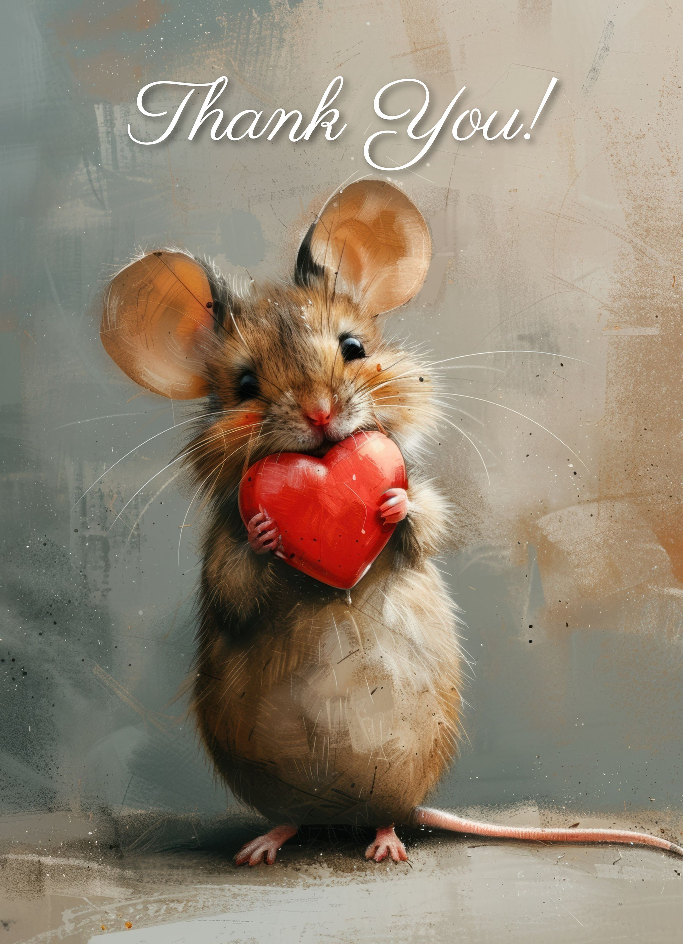 Cute Mouse Thank You Card, Digital Download Greeting Card, Printable ...