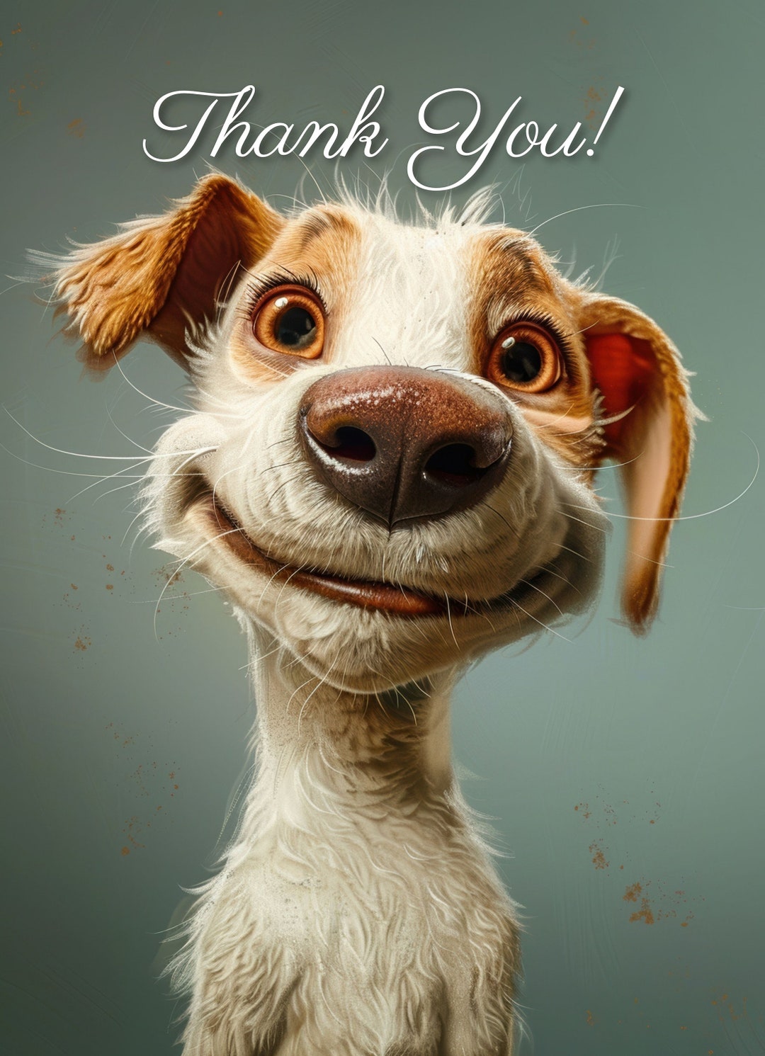 Cute Happy Dog Thank You Card, Printable Greeting Card, Digital ...