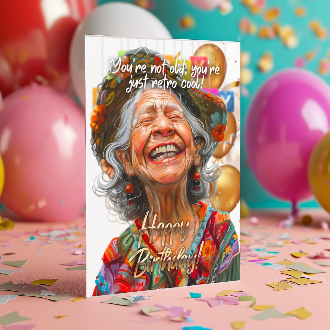 Retro Cool Birthday Greeting Card, Happy Birthday Printable Download ...