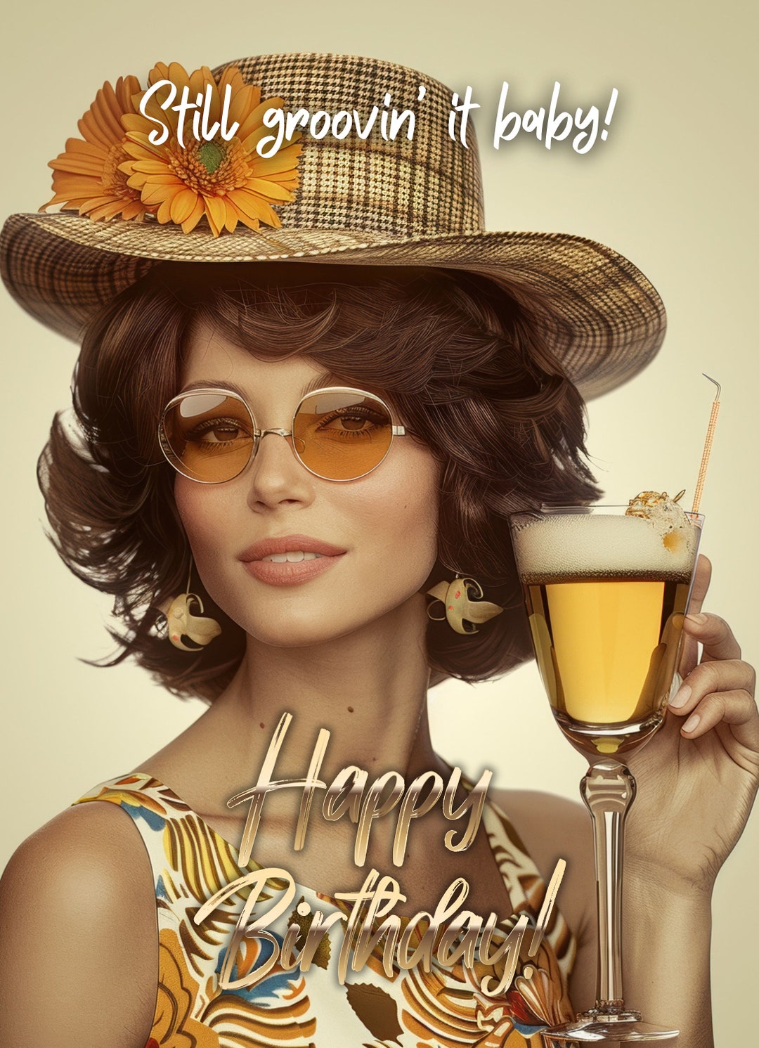 Retro Groovy Birthday Card, Still Groovin' It Baby Printable, Digital ...