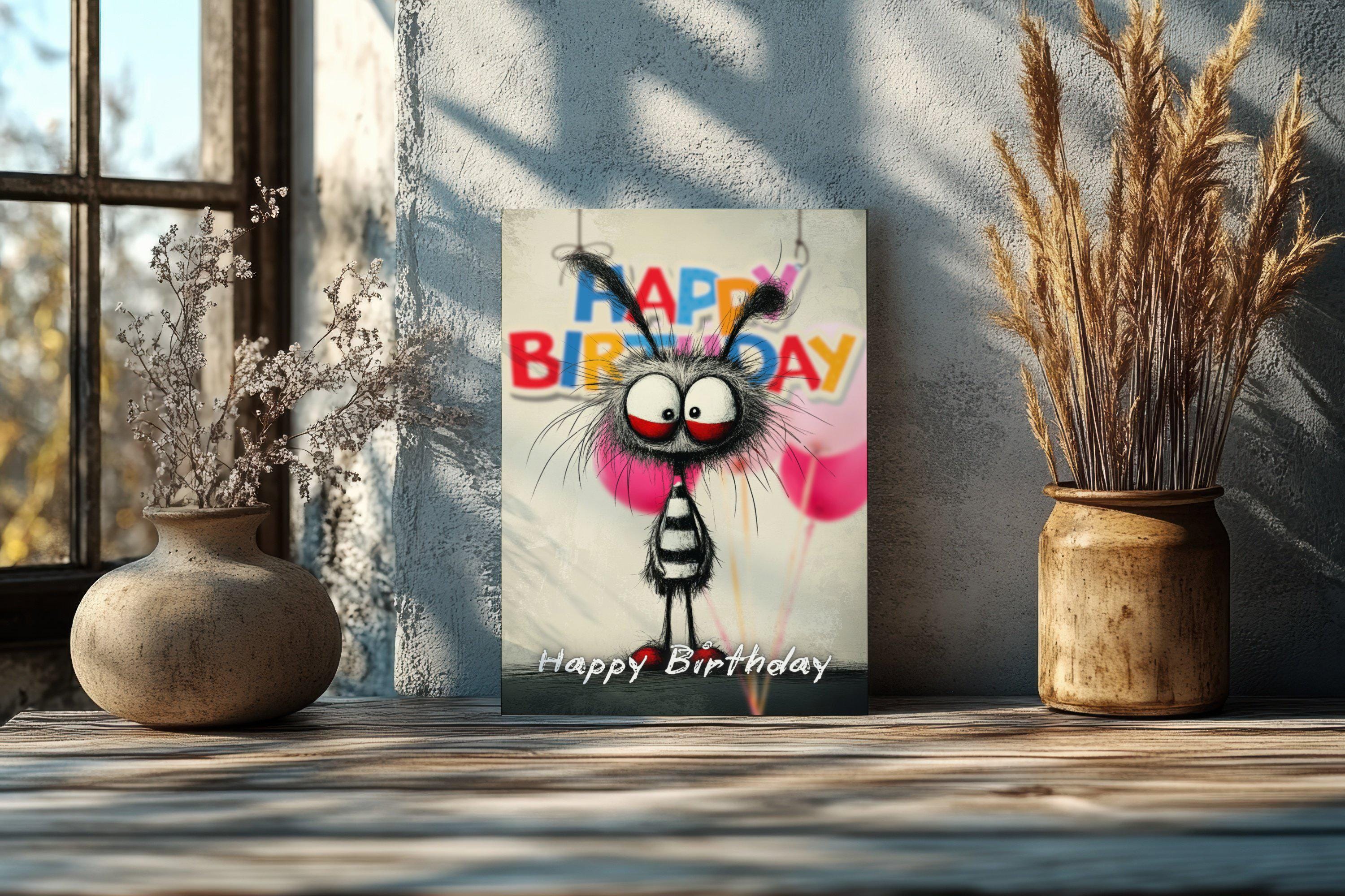 Funny Bug Birthday Card, Happy Birthday Card With Cute Bug Design ...