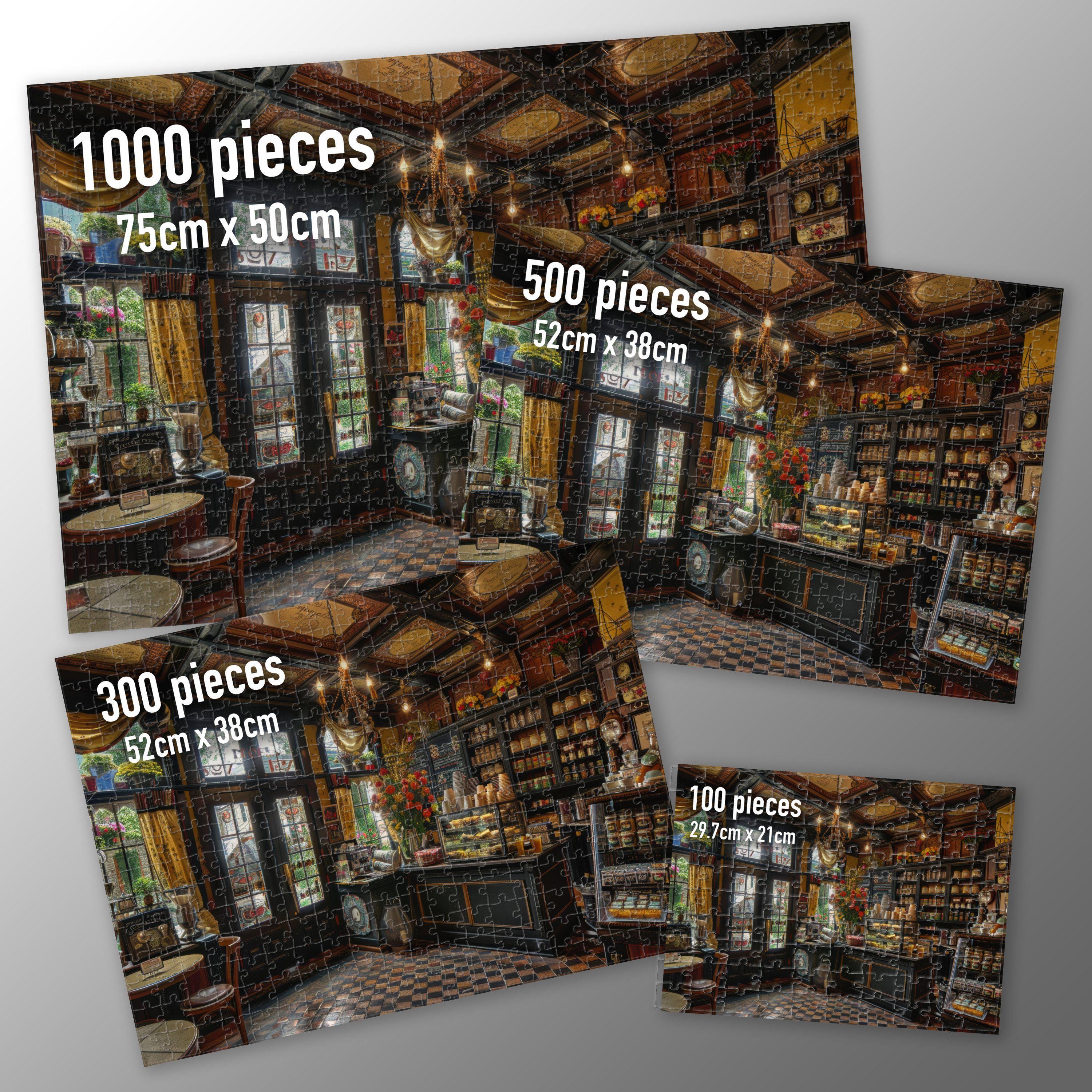 Vintage Coffee Shop Jigsaw Puzzle, Cozy Cafe Scene, 100 to 1000 Pieces ...