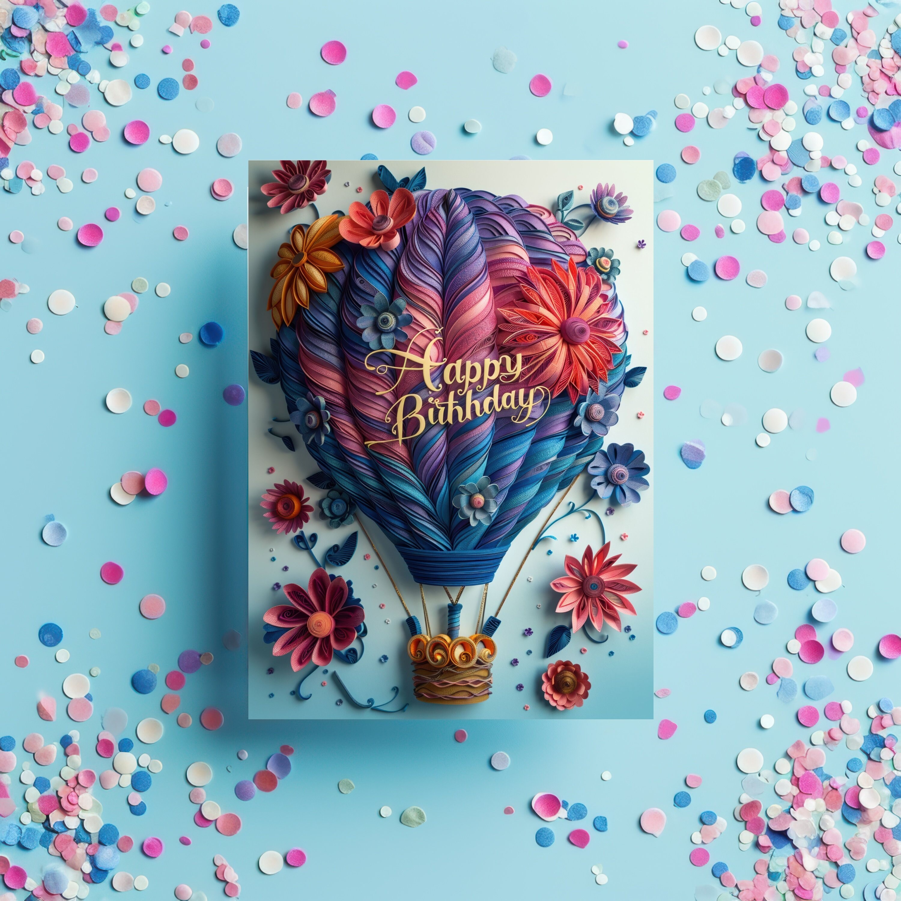 Happy Birthday Card, Digital Download Greeting Card, Paper Quilling ...