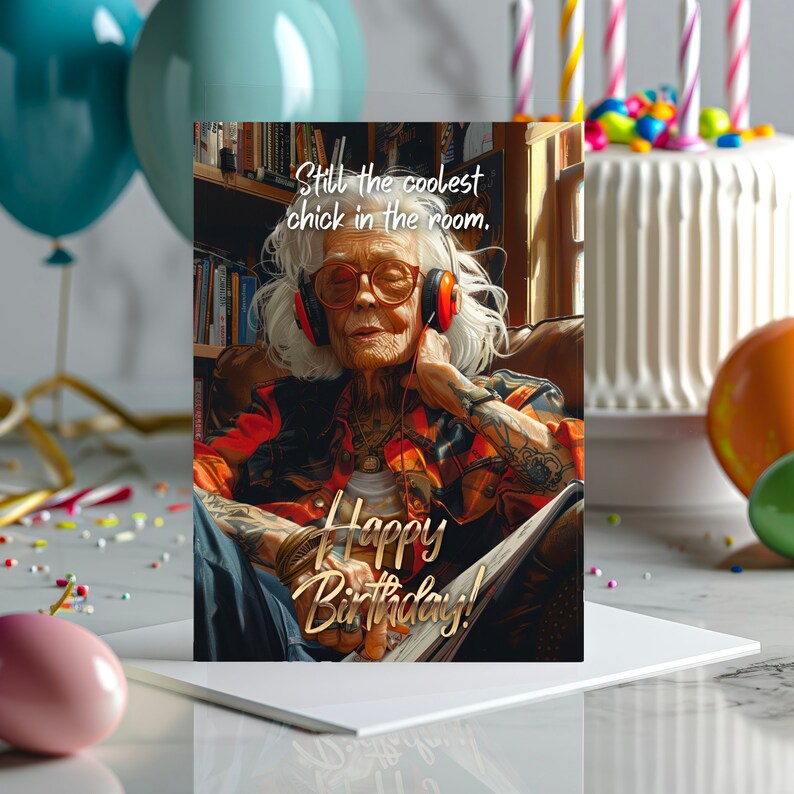 Coolest Chick Birthday Greeting Card, Funny Birthday Printable Card ...