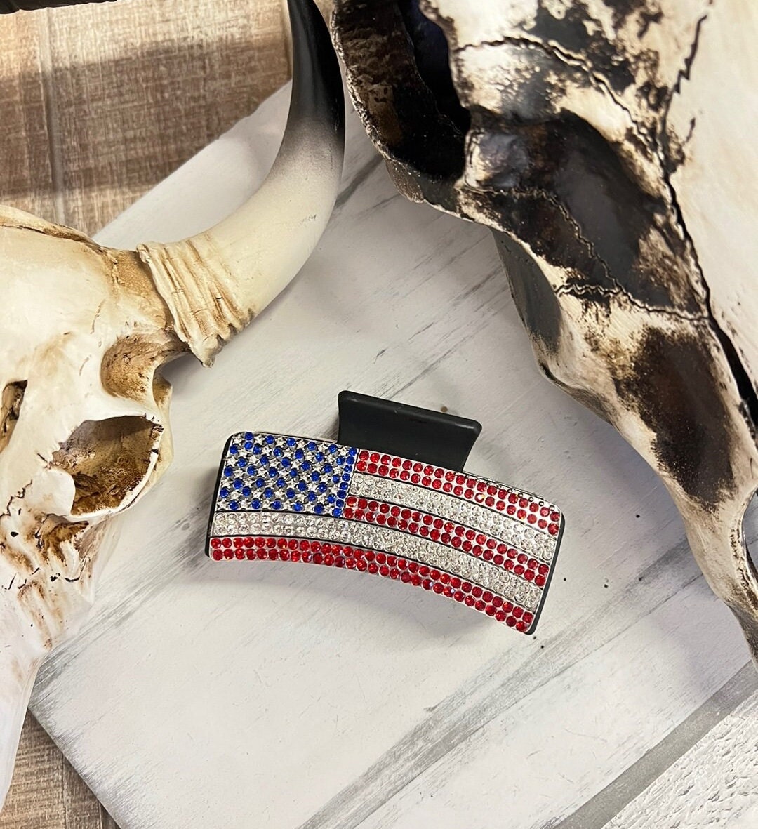 USA HAIR CLIP I American Flag Hair Claw I Bling Stone Hair Clip - Etsy
