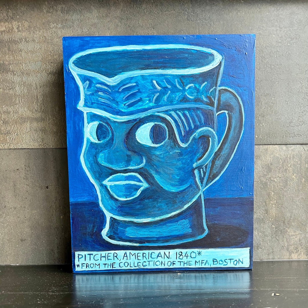 19th Century Pitcher Acrylic Painting: MFA Boston Collection, Blue Wall ...