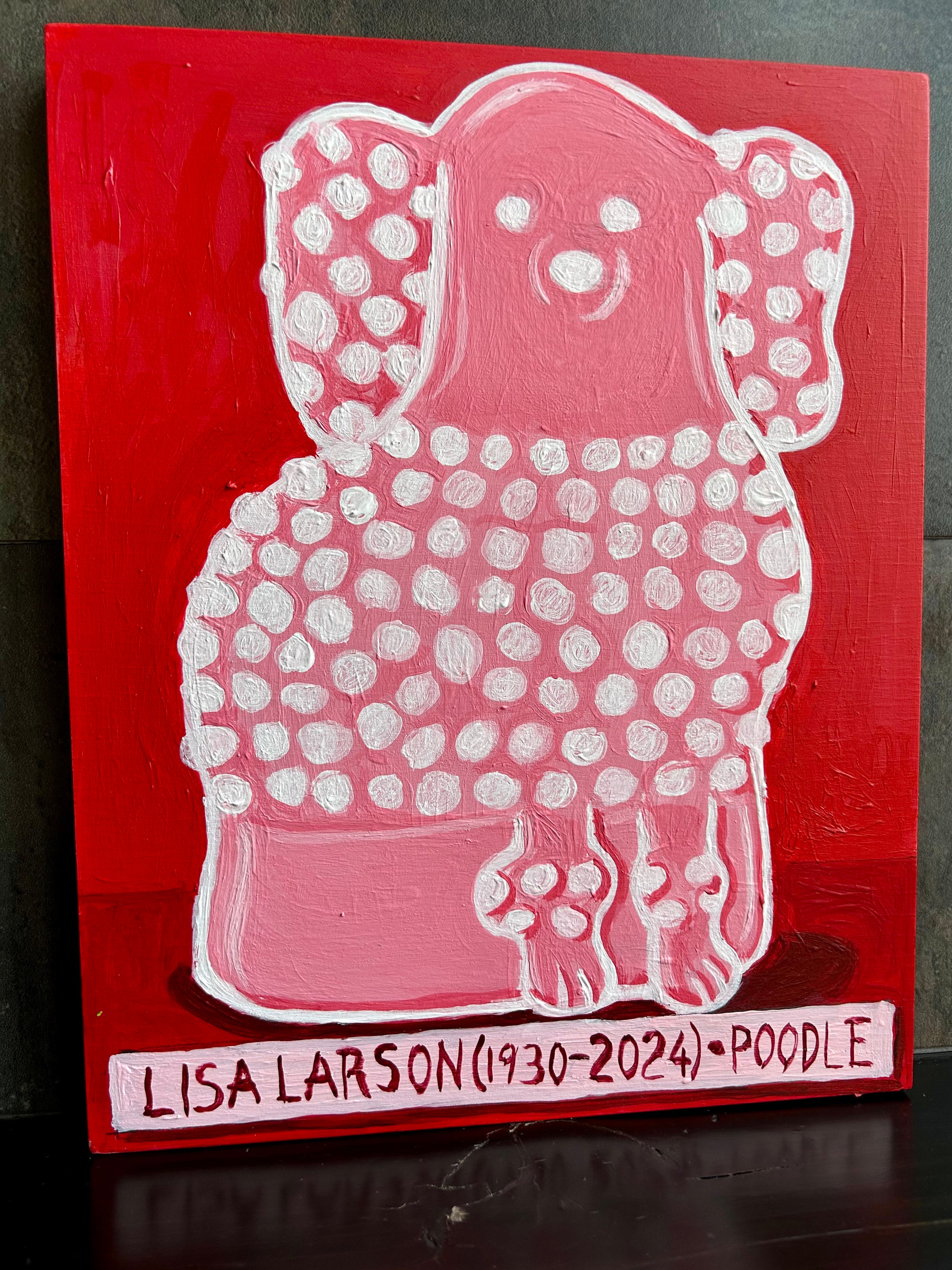 Poodle, Lisa Larson Ceramic Poodle Painting. Red and Pink Poodle Wall ...