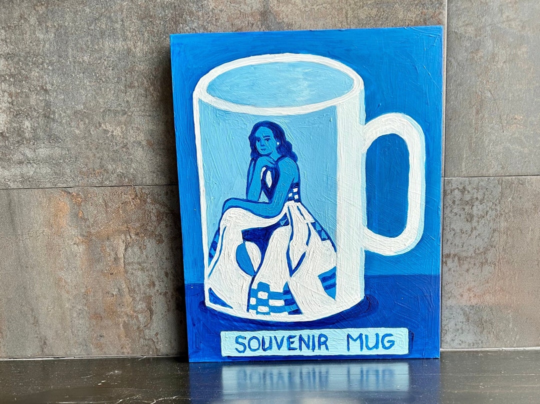 Souvenir Mug Painting. Michelle Obama Portrait Mug Painting Blue Object ...