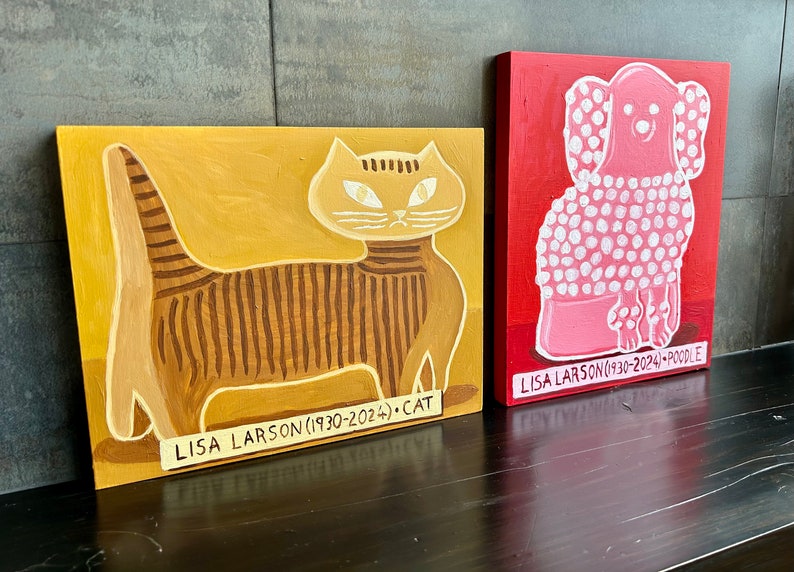 Poodle, Lisa Larson Ceramic Poodle Painting. Red and Pink Poodle Wall ...