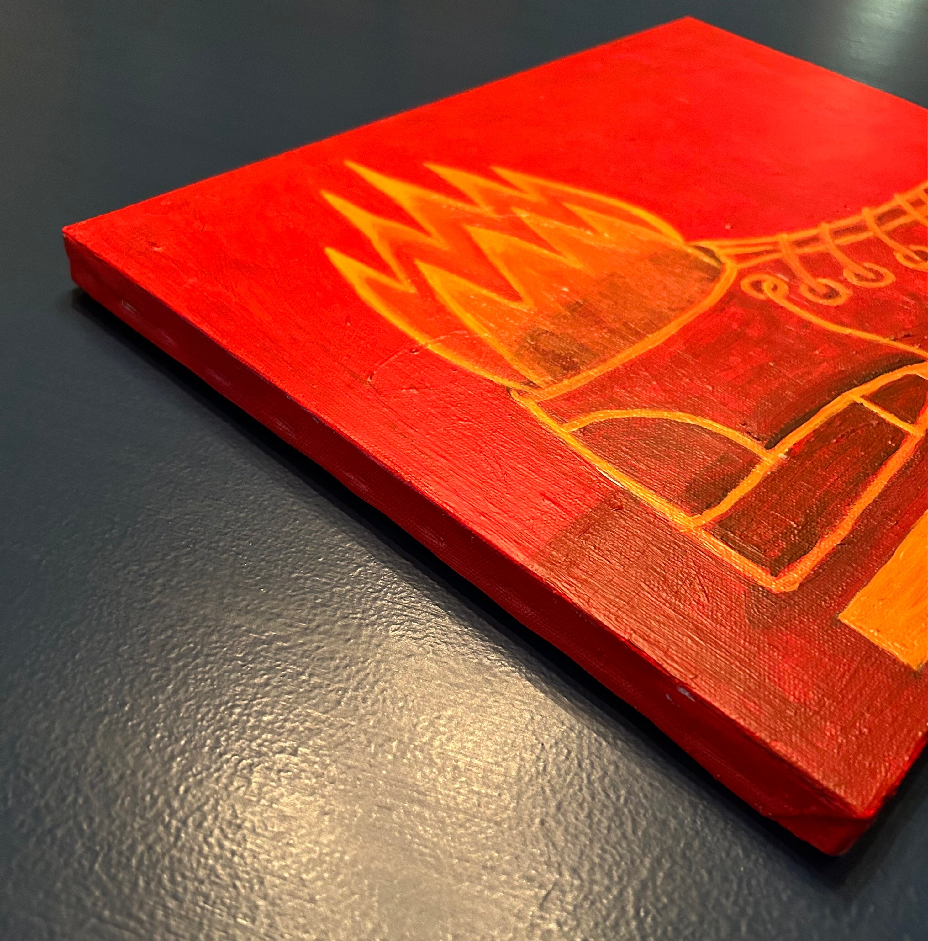 Shoe on Fire Painting. Red Hot Wall Decor. Clown Shoe on Fire. - Etsy