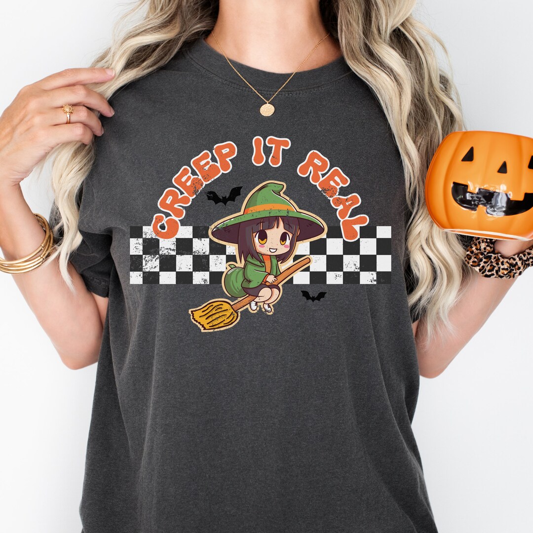 Kawaii Witch Retro Halloween Comfort Colors Shirt, Creep It Real - Cute ...