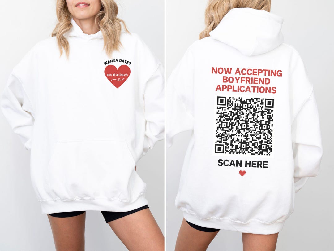 Custom QR Code Shirt: Now Accepting Boyfriend Applications- Scans to Personalized Application ...