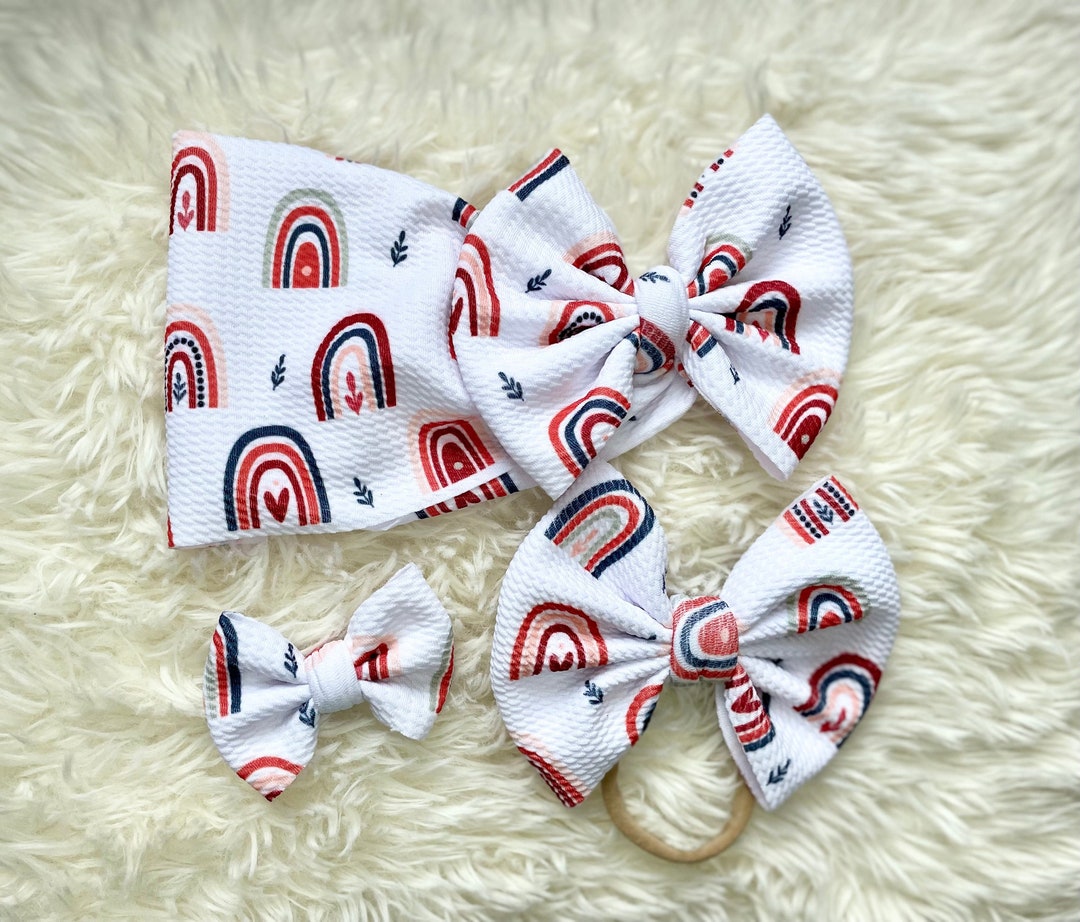 Neutral Boho Rainbow Newborn Baby Toddler Girl Bow on - Etsy