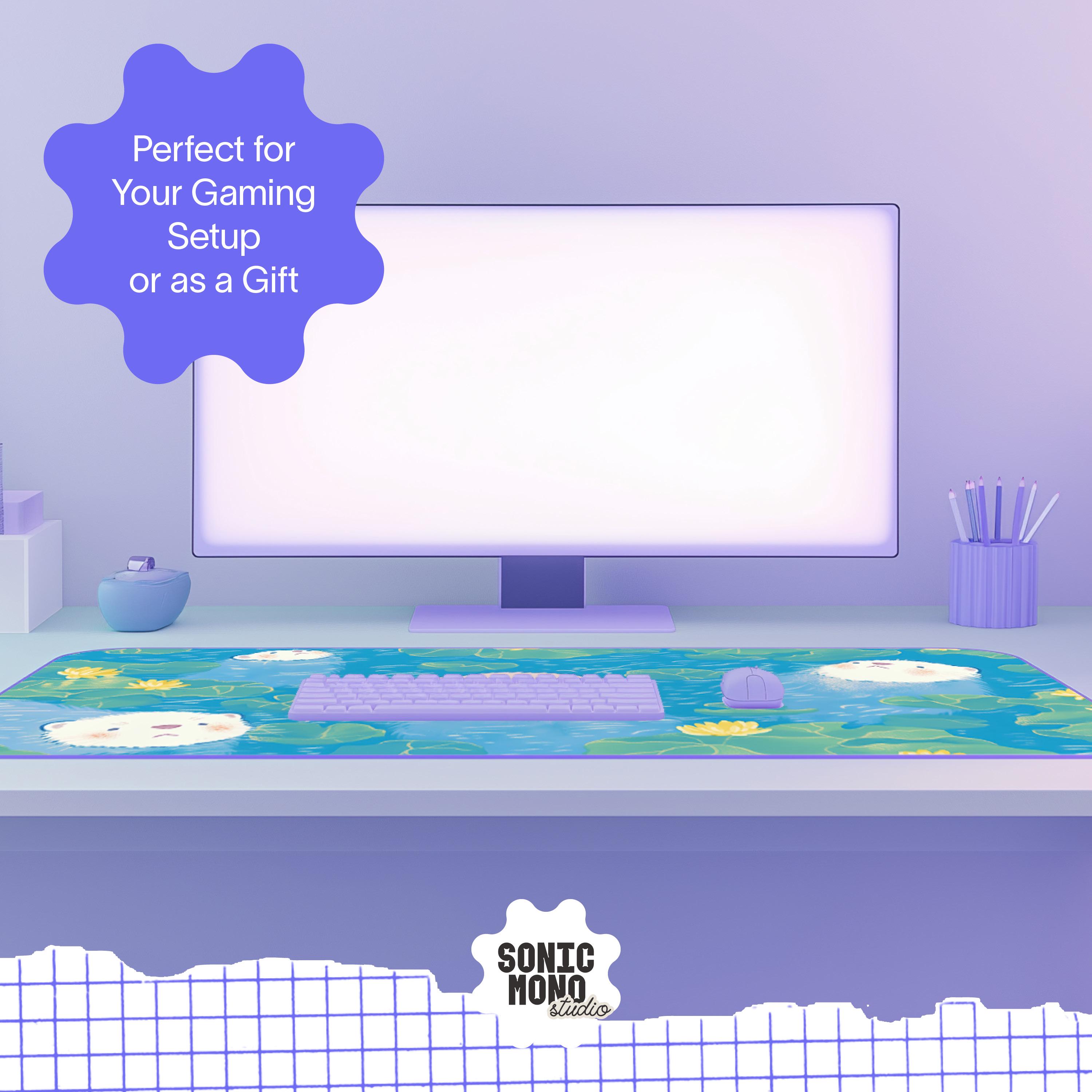 Cute Otter Desk Mat, Kawaii Water Otter Mouse Pad, Large Aesthetic ...