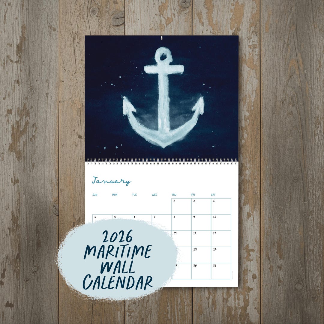 Maritime Blue Horizons Wall Calendar 2026 Coastal Planner With ...