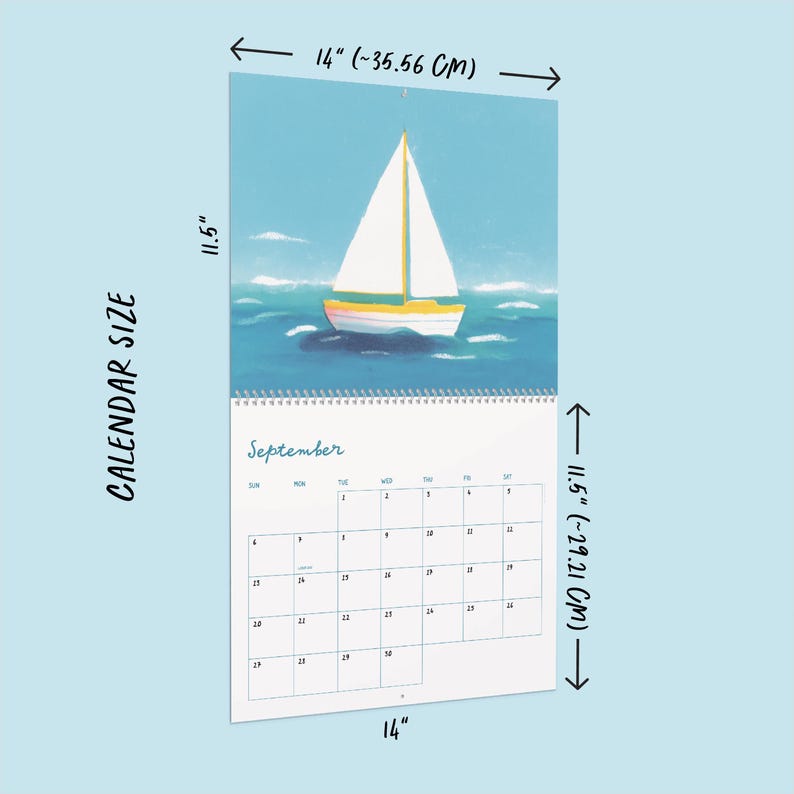 Maritime Blue Horizons 2026 Wall Calendar With US Holidays, Coastal ...