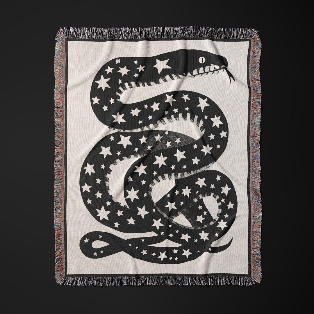 Snake Woven Blanket, Woven Blanket for Interior Lovers, Cotton Throw ...