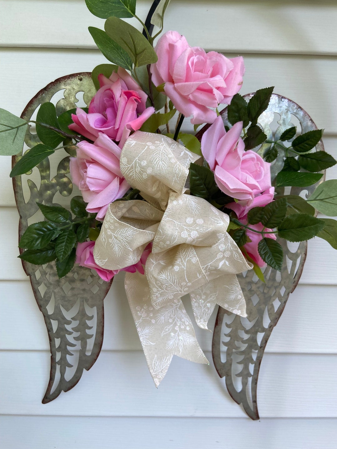Angel Wing Floral Wreath or Memorial Arrangement - Etsy