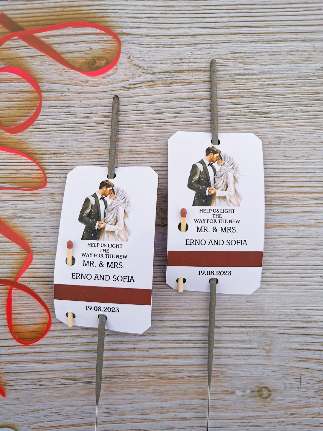 Cute Wedding Sparkler Tags With Match Holder and Striker Send off Exit ...