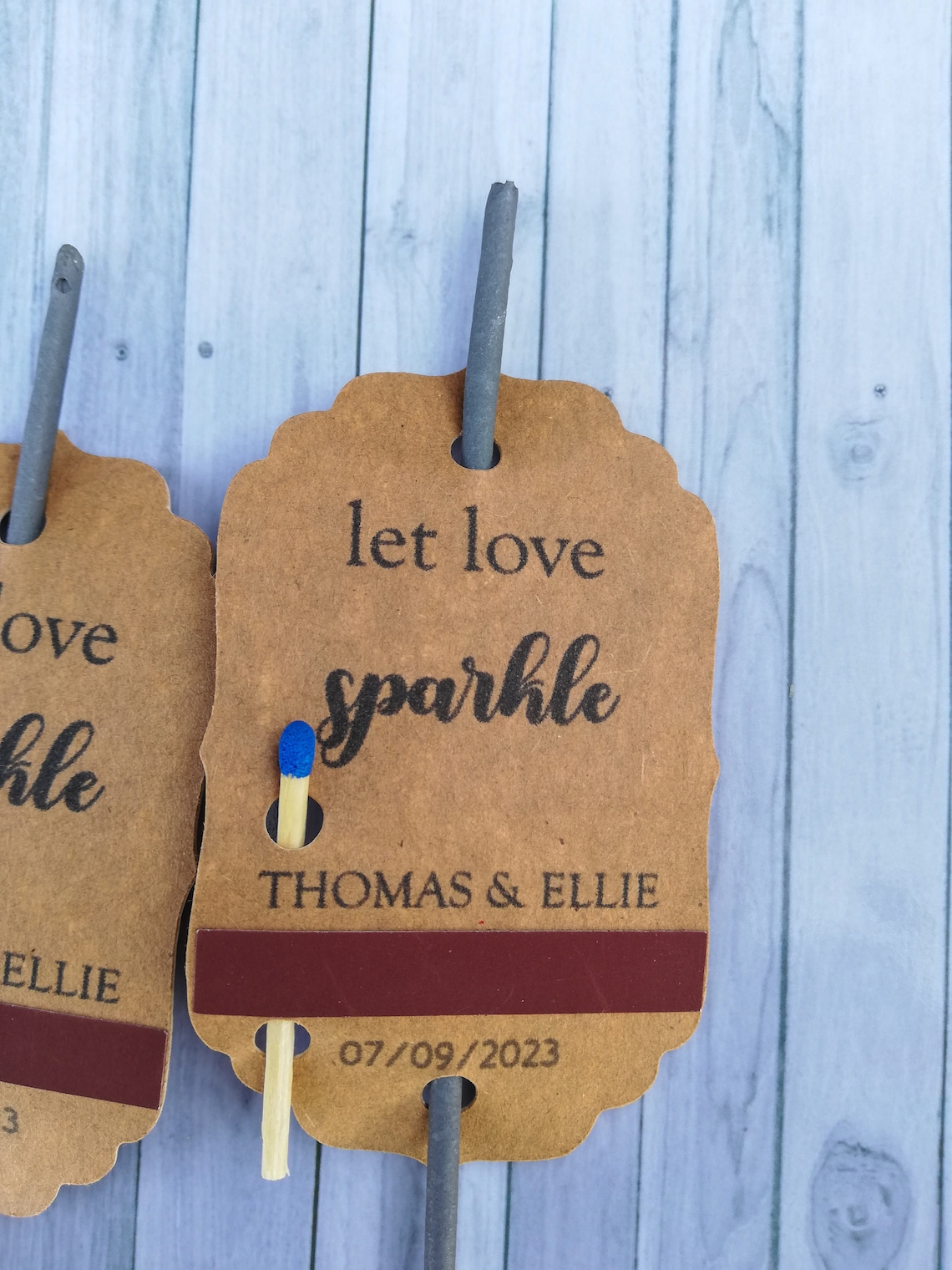 Wedding Sparkler Tags With Match Holder & Striker Kraft Send off ...
