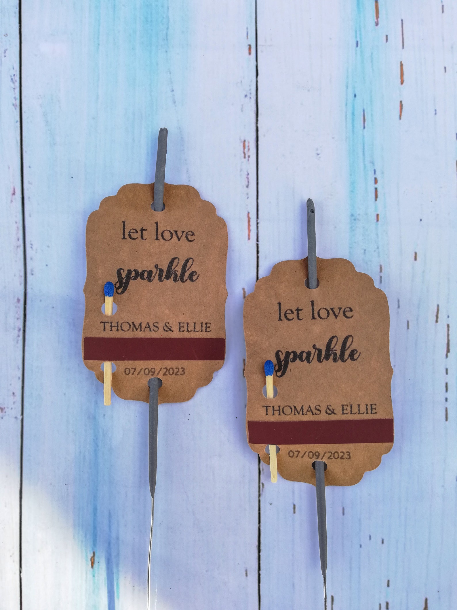Wedding Sparkler Tags With Match Holder & Striker Kraft Send off ...