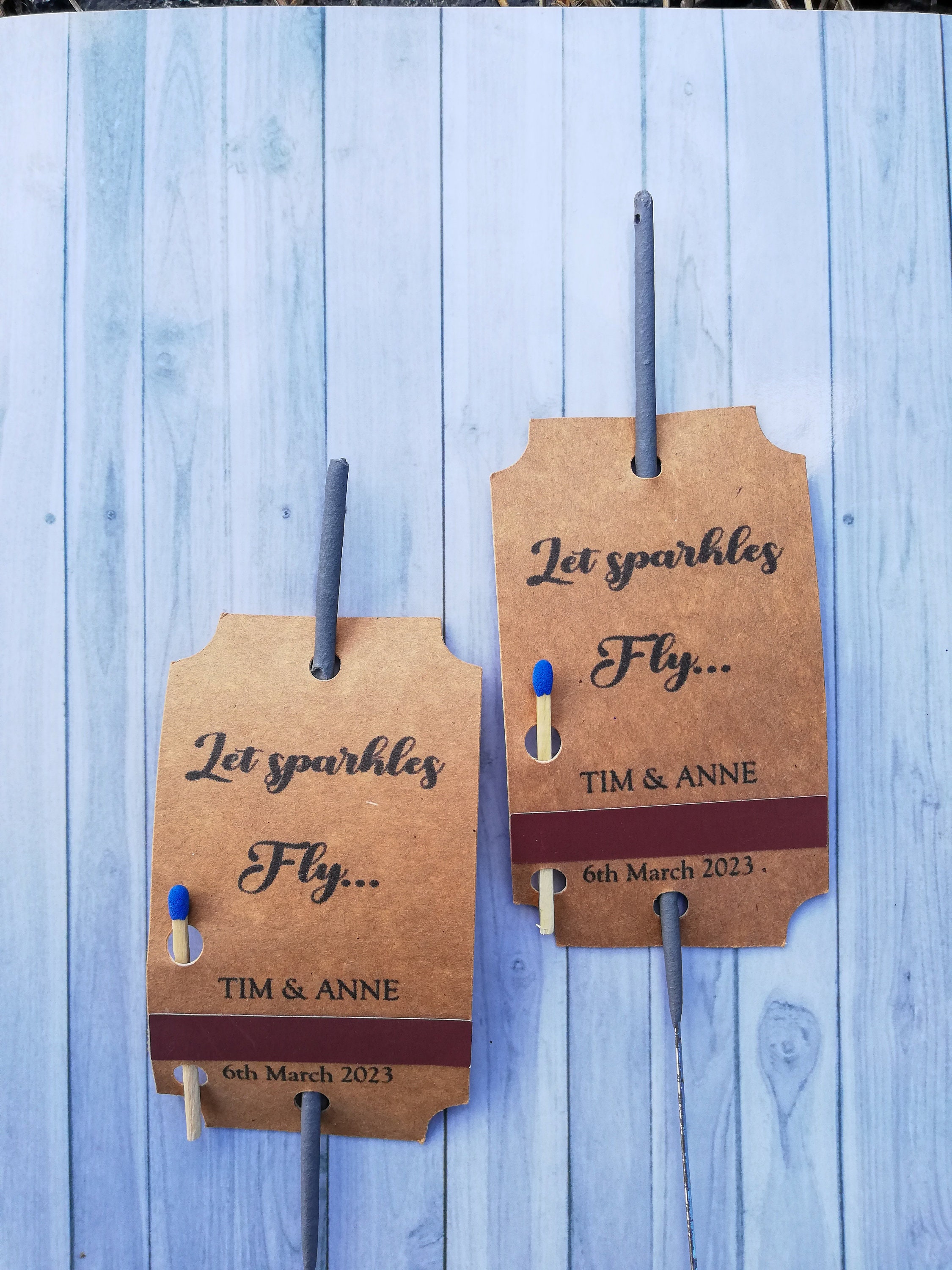 Rustic Kraft Wedding Sparkler Tags With Match Holder and Striker Send ...