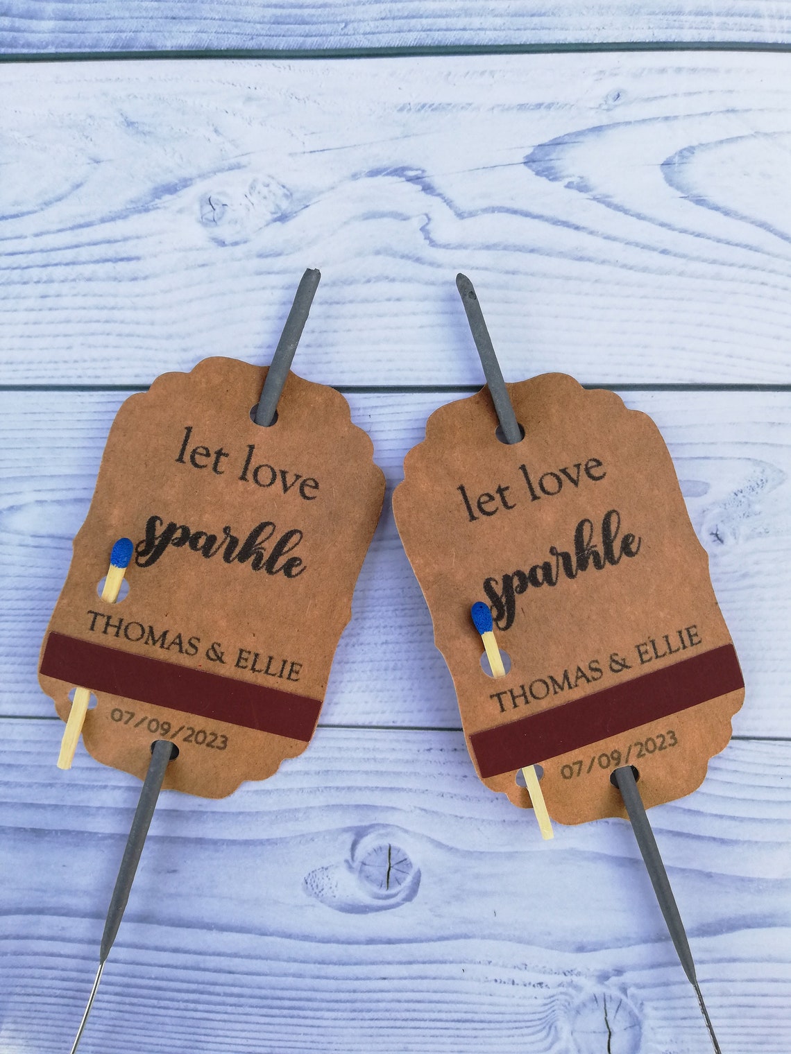 Wedding Sparkler Tags With Match Holder & Striker Kraft Send off ...