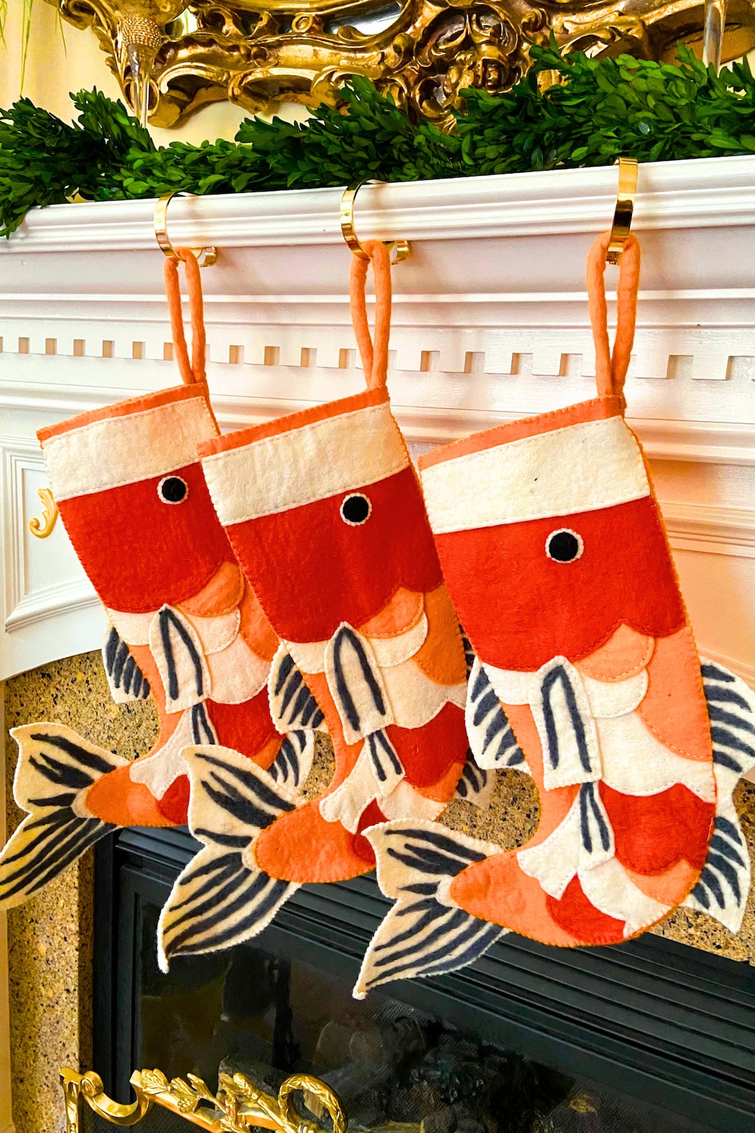Felt Koi Fish Christmas Stocking Made From 100% New Zealand Wool ...