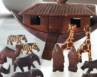 Safari Animal Table Display - Hand-carved Mahogany "party Animals" - Etsy