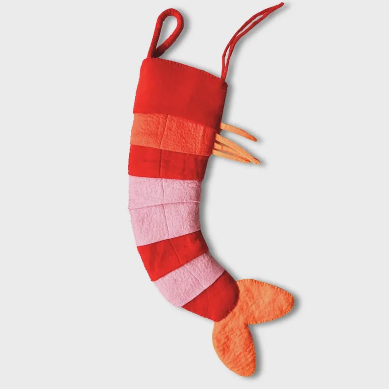 Felt Jumbo Shrimp Christmas Stocking Made From 100% New Zealand Wool ...