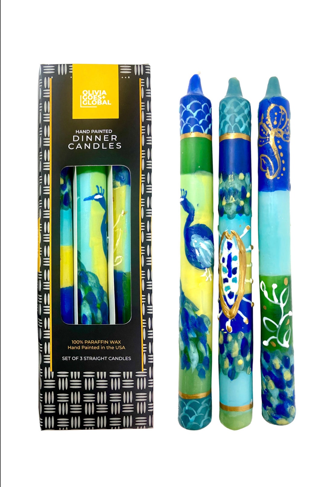 Hand-painted Peacock Tapered Dinner Candles - Tribal Beautiful and ...
