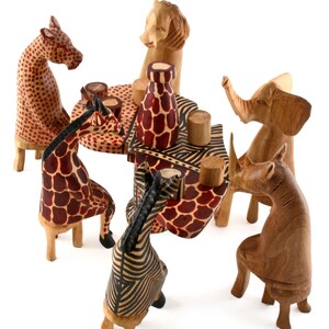Safari Animal Table Display - Hand-carved Mahogany "party Animals" - Etsy