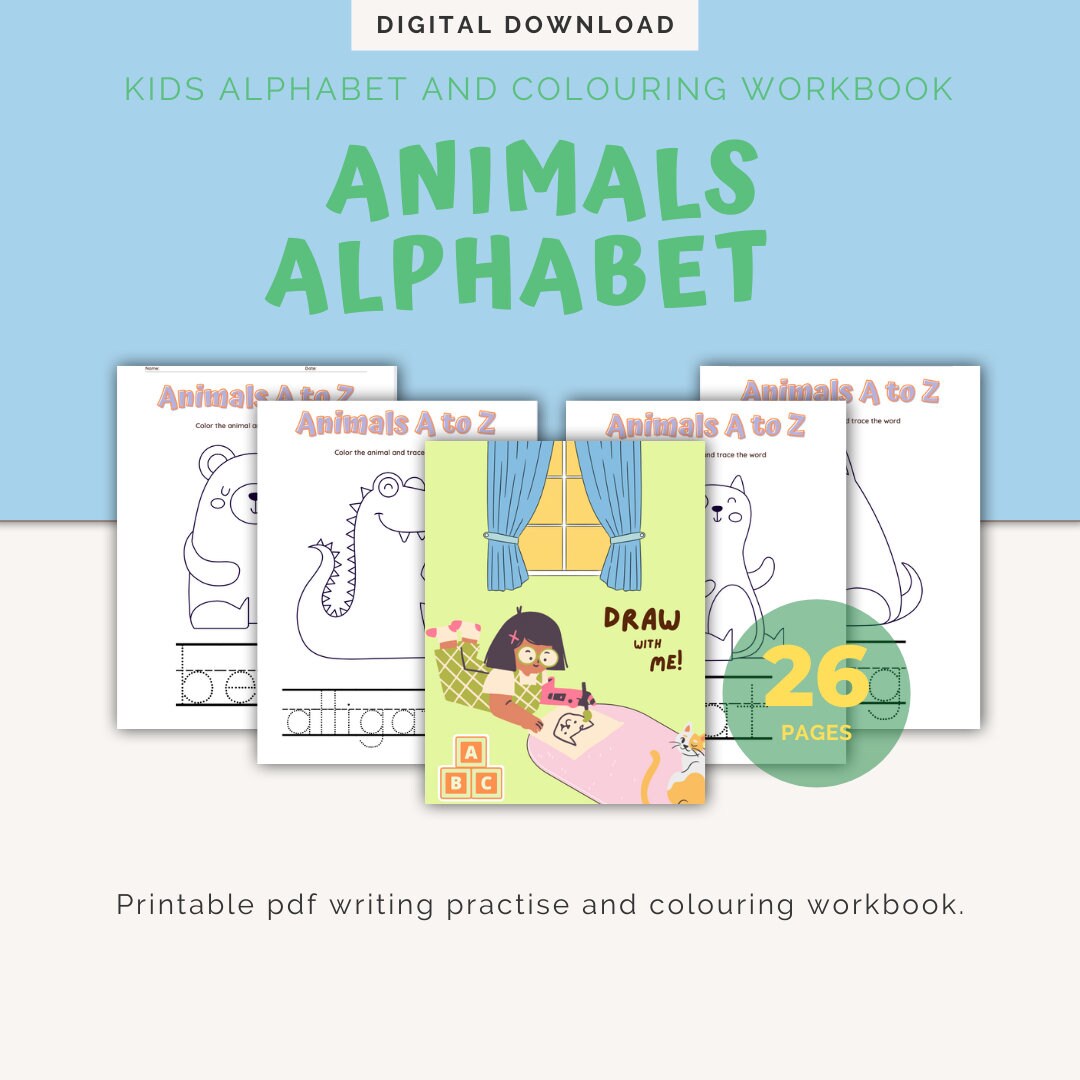 Kids Writing Practice Activity and Colouring Workbook - Printable PDF ...