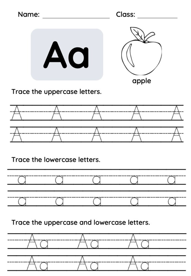 Kids Writing Practice Activity Workbook - Printable PDF Alphabet Hand ...