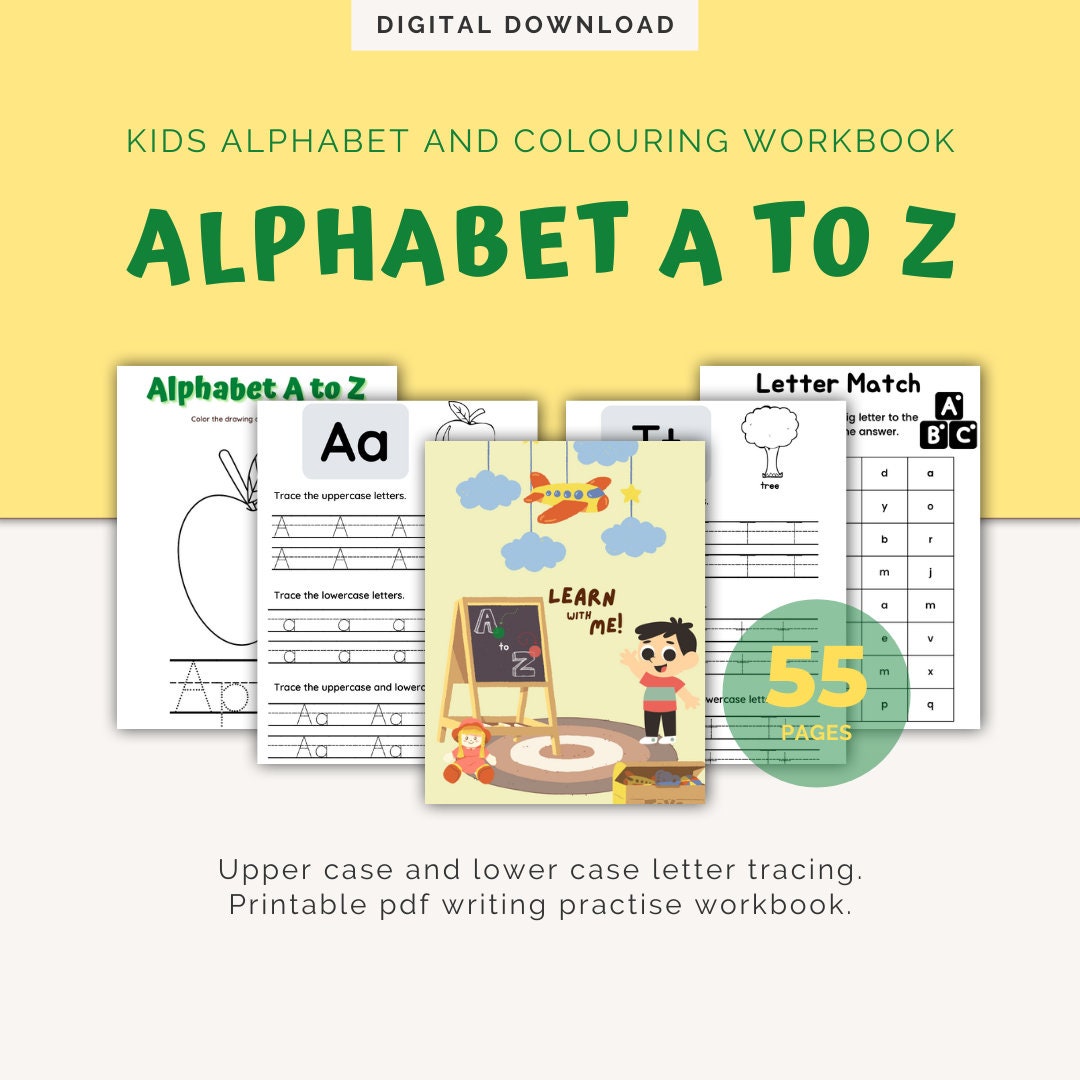 Kids Writing Practice Activity Workbook - Printable PDF Alphabet Hand ...