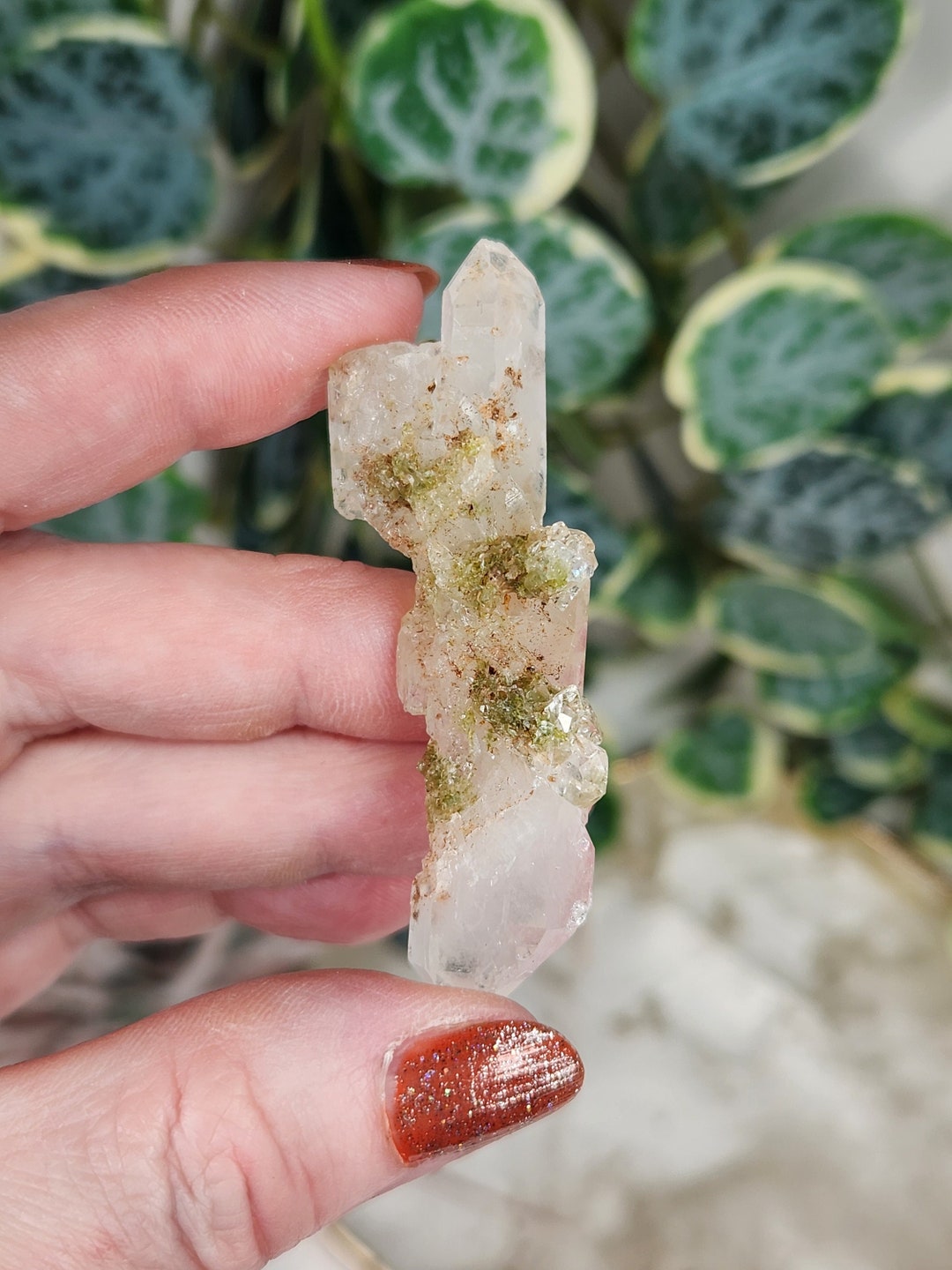 Epidote on Quartz / Forest Quartz turkey - Etsy