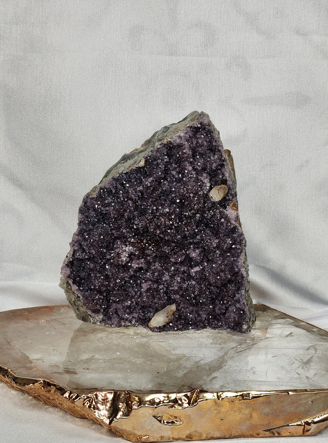 Large Amethyst Cluster / Freeform With Calcite - Etsy