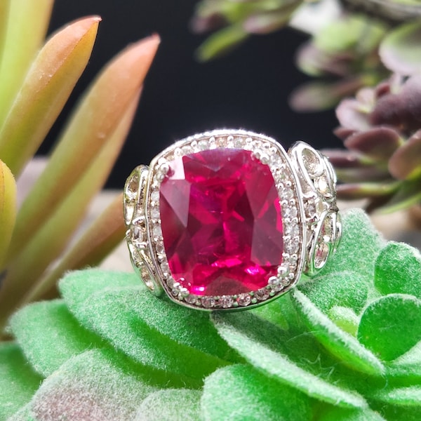 Lab Created Ruby Ring - Etsy