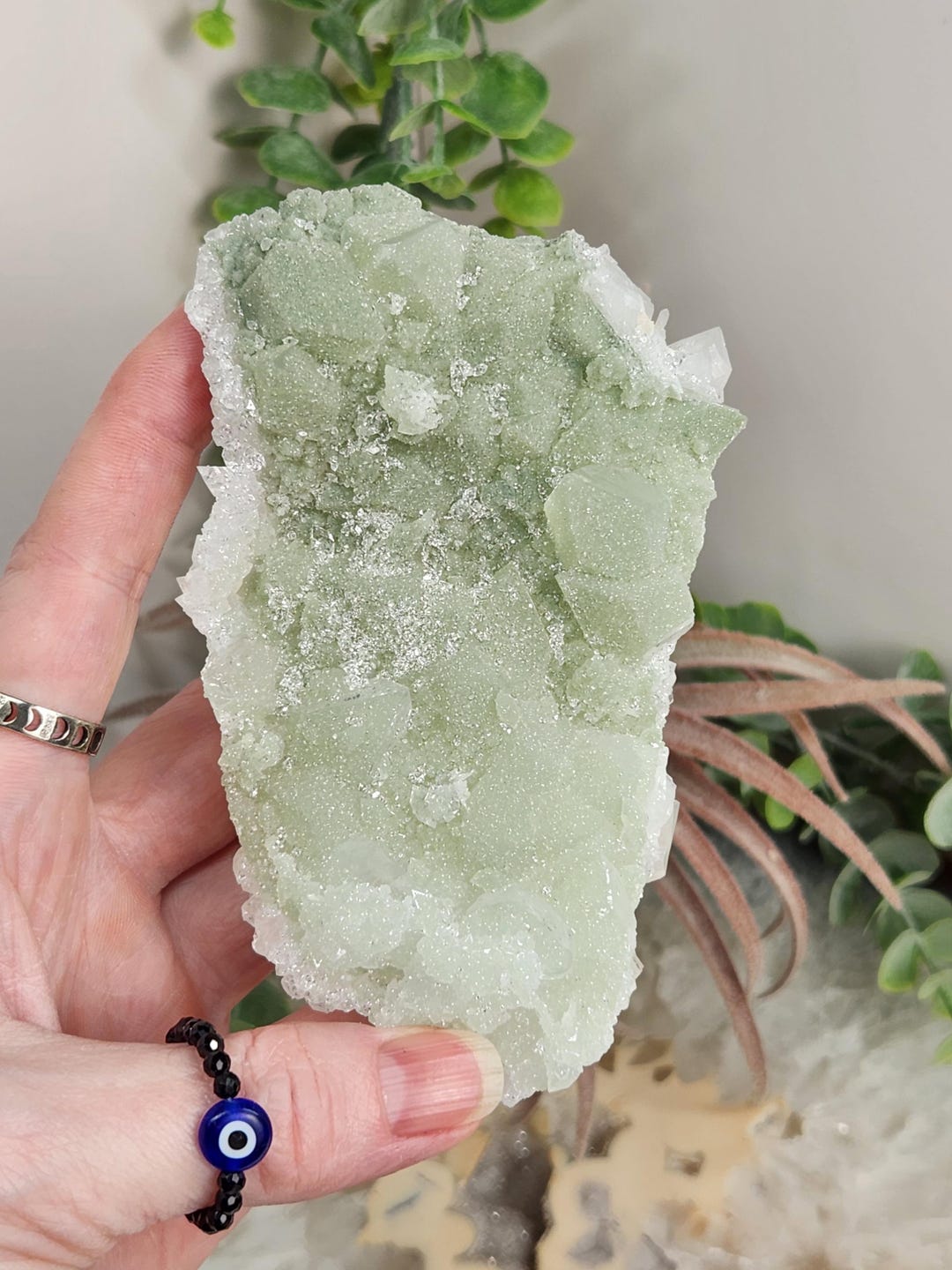 HQ 2 Sided Chlorite & Calcite Covered Diamond Apophyllite Cluster / UV ...