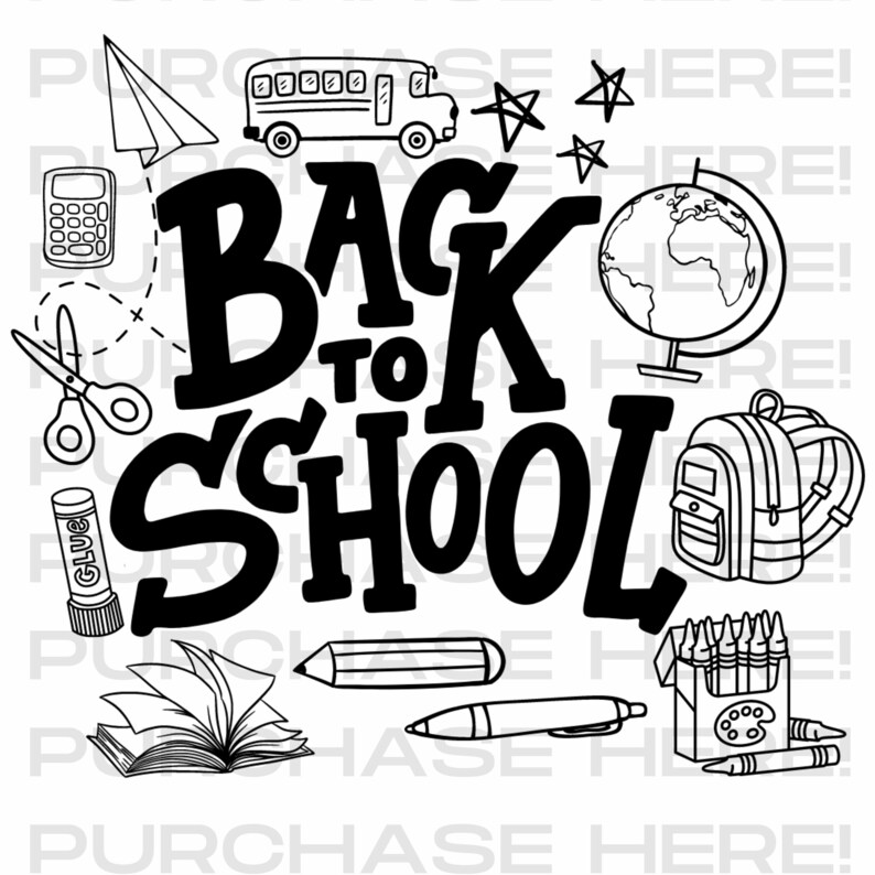 Transparent School Supplies Back to School PNG - 2 Files - Etsy
