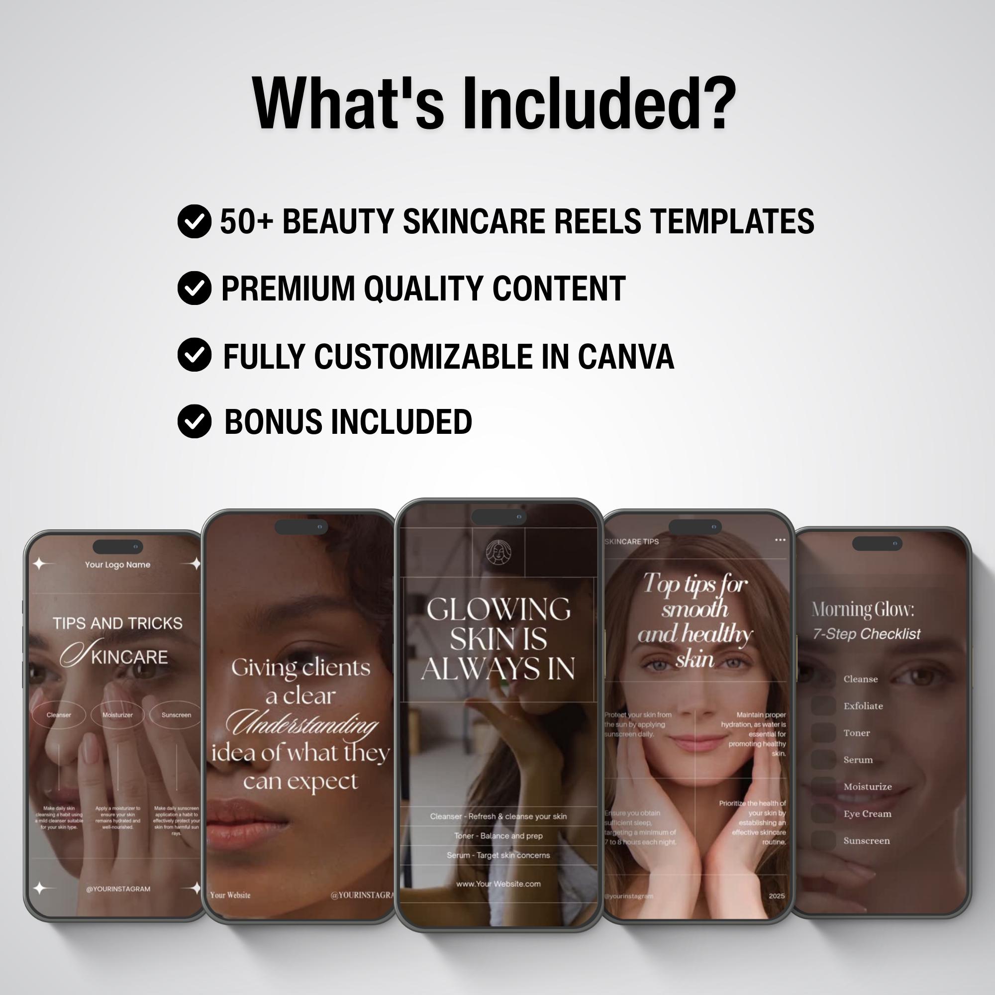 Skincare Instagram Reels Templates: Beauty Content Kit (canva) - Etsy