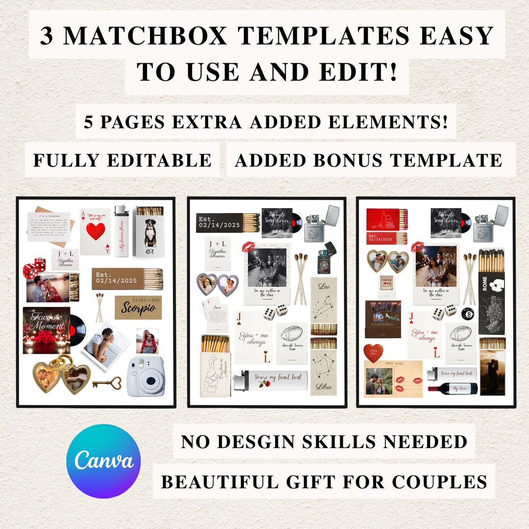 Custom Matchbox Matchbook Collage Poster Template, Digital Download ...