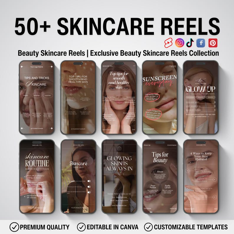 Skincare Instagram Reels Templates: Beauty Content Kit (canva) - Etsy