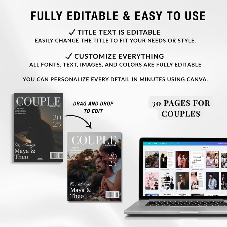 Custom Couples Magazine Template, Anniversary Gift (digital Download ...