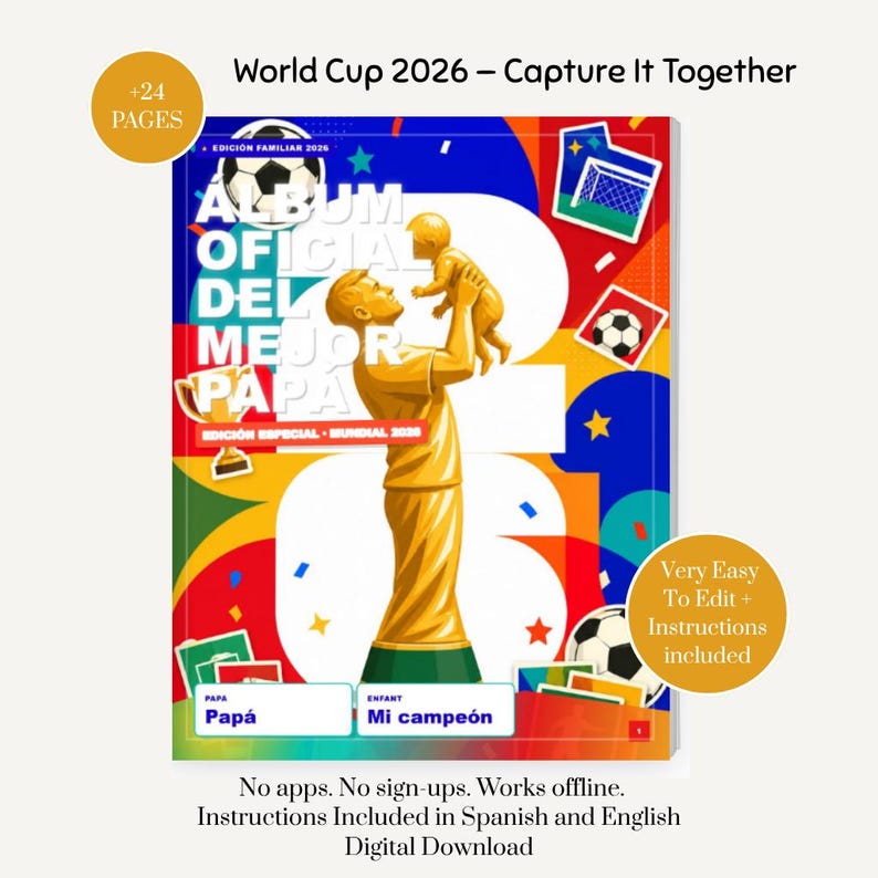 First Fathers Day Gift World Cup 2026 Photo Album | DIY Editable ...
