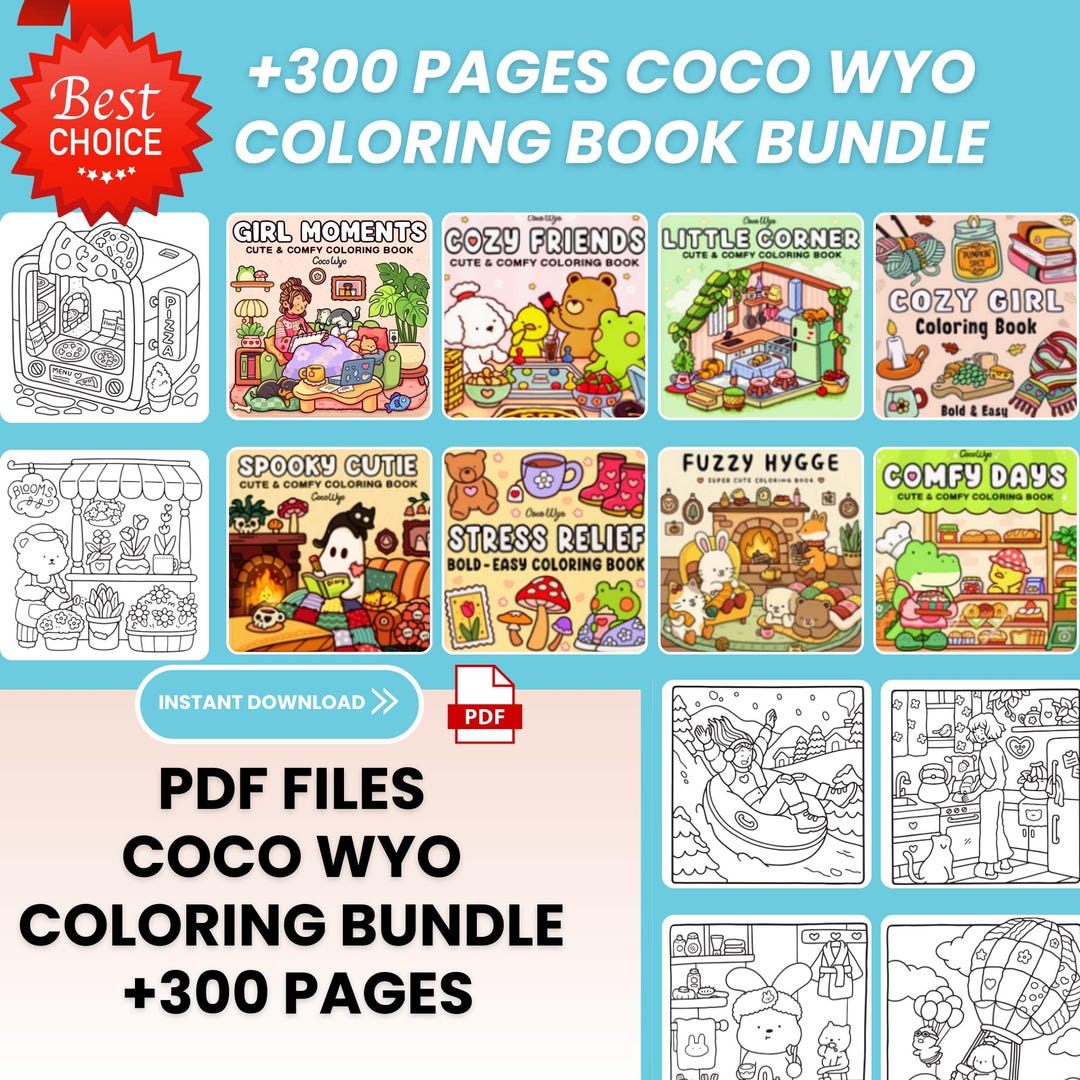 Coco Wyo Coloring Digital Bundle: 300+ Hygge & Cozy Pages for Adults ...