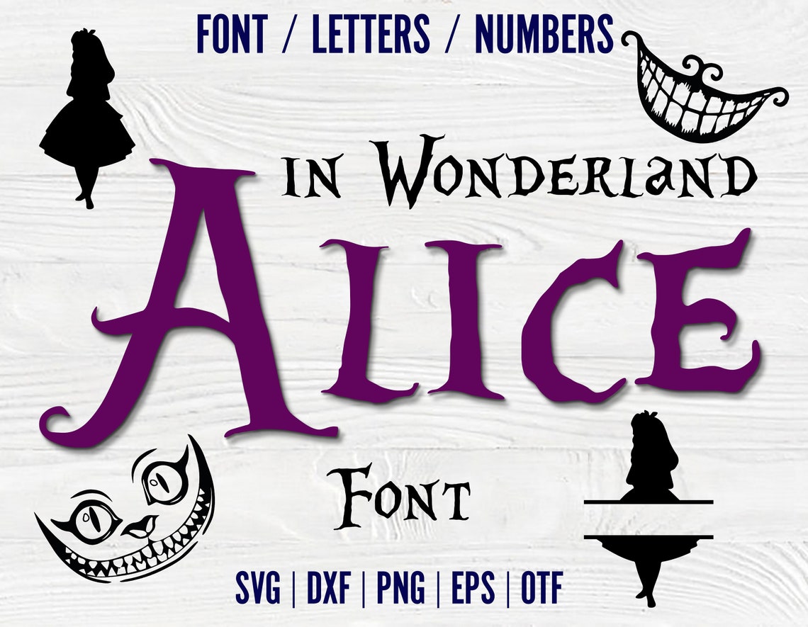 Alice in Wonderland Font SVG Monogram Svg Alice in Wonderland - Etsy