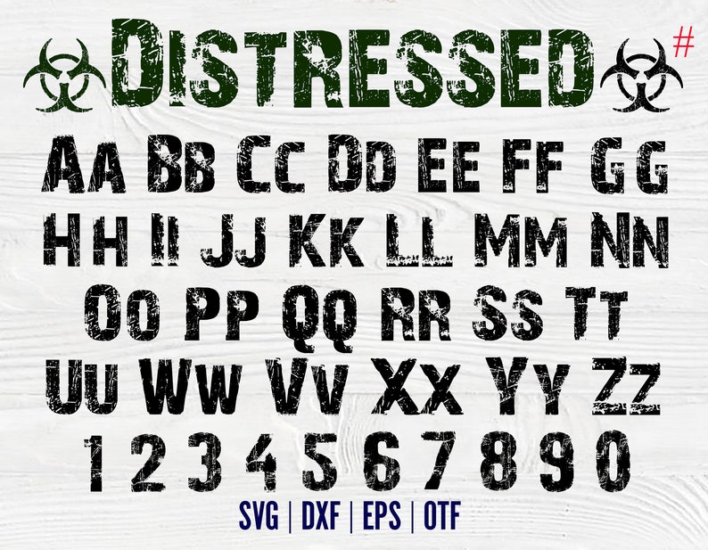 Distressed Font Otf Distressed Numbers SVG Letters Distressed - Etsy