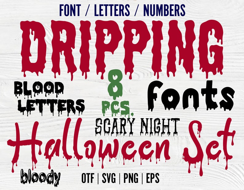 Dripping Blood Fonts Set Dripping Font OTF SVG Cricut Cut Blood ...