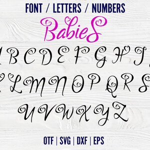 Baby Girl Font Otf Hearts Letters Svg Baby Shirt Diy Svg Baby Letters ...